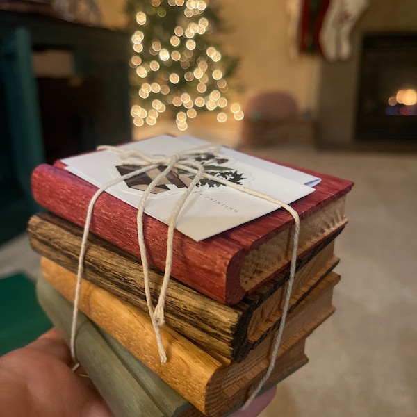 Book Coasters- Wooden- Bookish Gift- Bookish Decor- Handmade- Cute ...