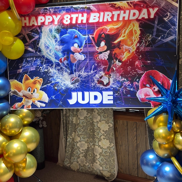 Sonic 3 Birthday Backdrop, Sonic the Hedgehog 3 Birthday Party Backdrop ...