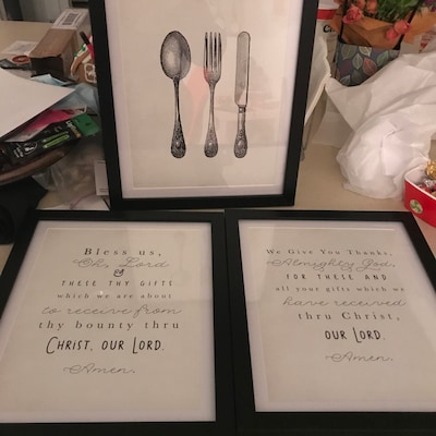 Set of 1, 2 or 3 Kitchen Prayer Prints. Bless Us Oh Lord. Kitchen ...