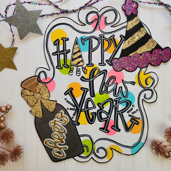 TEMPLATE - New Years Template Door Hanger Template - DIY Door Hanger ...