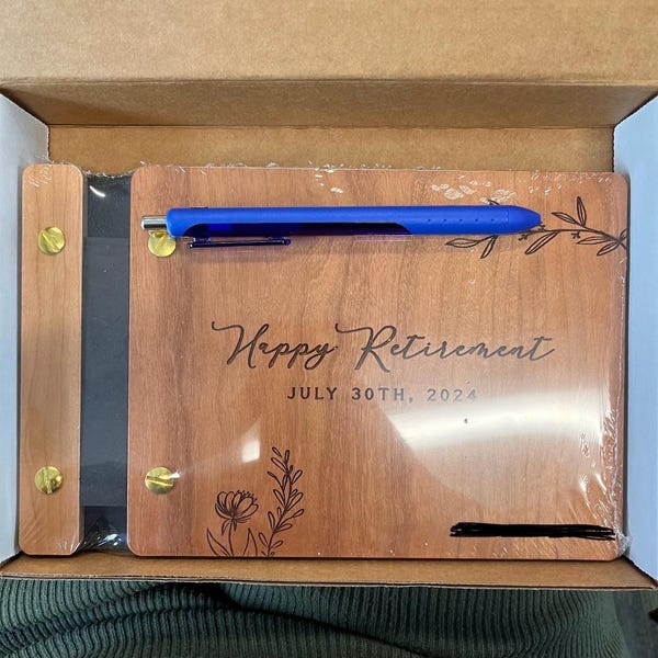 Personalized Retirement Gift, Wooden Guest Book With Custom Engraved ...