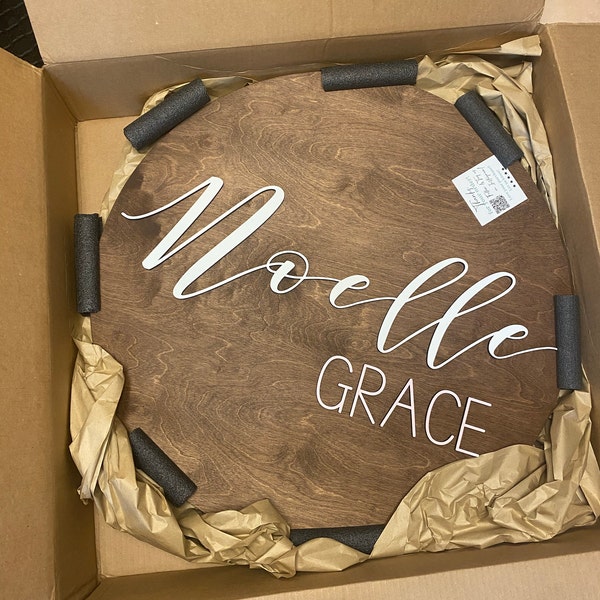 Round Nursery Name Sign, 12-36 Inch, Baby Shower, Round Plaque ...