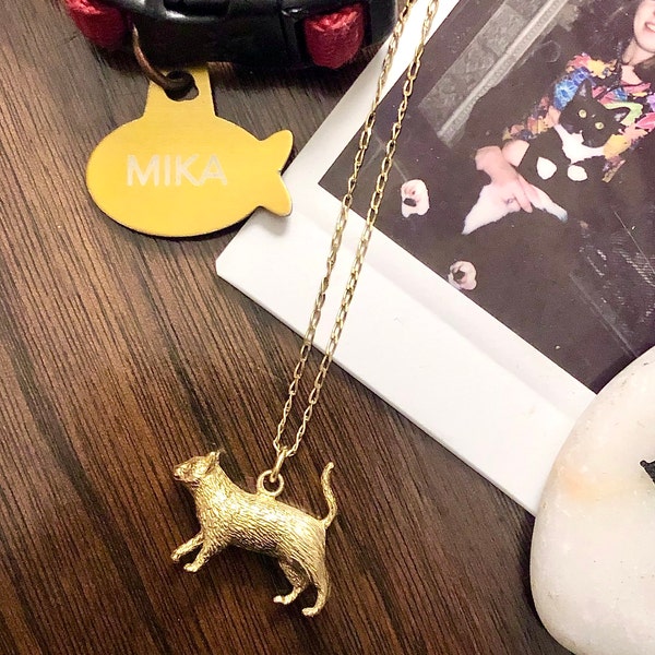 Handmade Silver/gold Cat Pendant and Chain - Etsy
