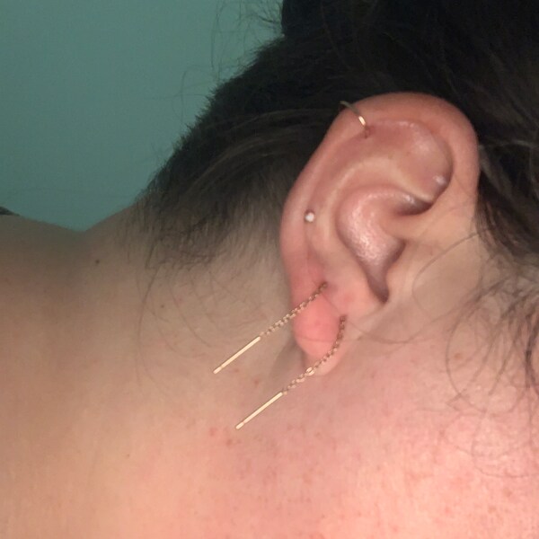 Ear Thread | Threader Earrings | Ear Thread Dangle Chain | Pull-through Earring | Stainless ...