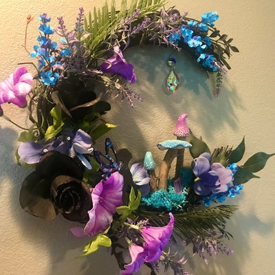 Intention Set Lg Mushroom Wreath/ With Spell-jar/ Crystals and - Etsy