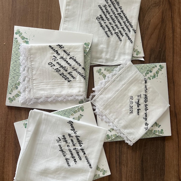 Elegant Lace Wedding Handkerchief, Embroidered Wedding Napkins, Father ...