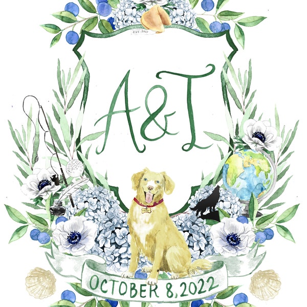 Bespoke Rich Floral Wedding Crest Baroque Inspired Crest Heraldry Rich ...