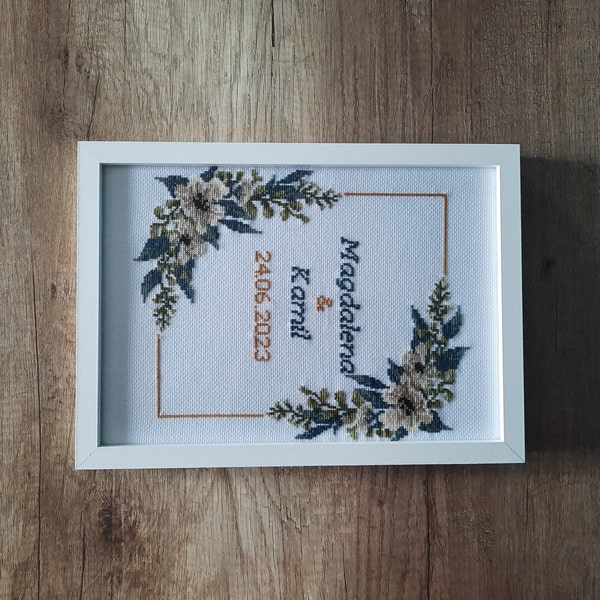 Wedding Modern Cross Stitch Pattern, Personalized Counted Cross Stitch ...