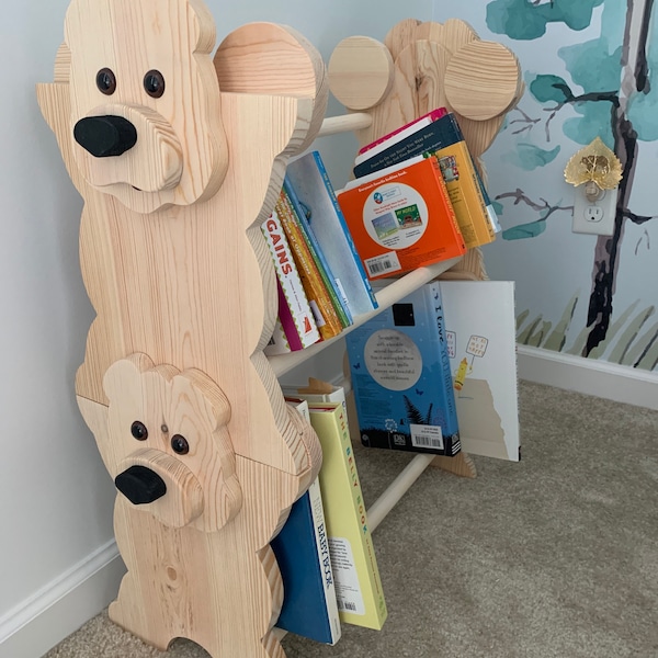 Stackable Bear Bookshelf, Kids Furniture, Kid's Bookshelf, Winnie the Pooh, Kid's Bookcase ...
