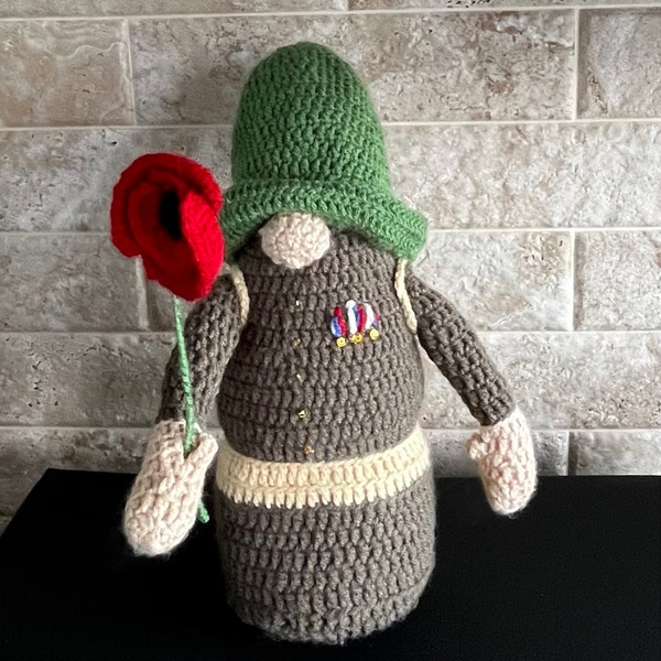 Remembrance Day Soldier With Poppy, Douglas the Gnome Crochet PATTERN ...