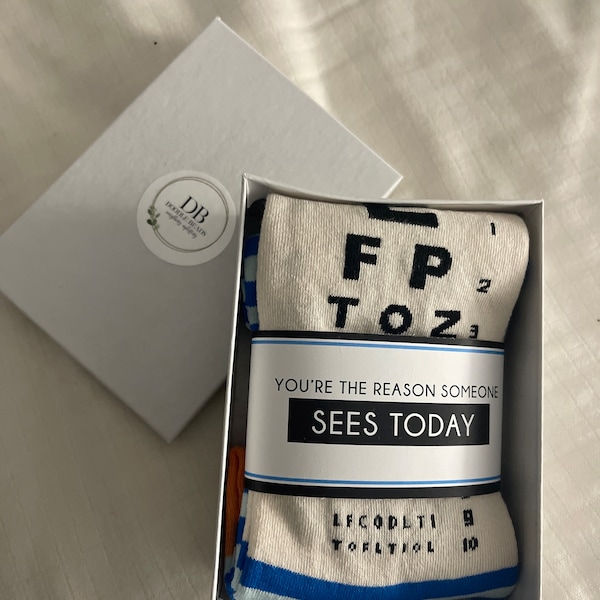 Funny Eye Chart Socks for Women, for Men, Sock Wrap Card, Optometry ...