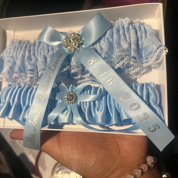 Blue Bridal Garter Set, Blue Bridal Garter, Wedding Garter, Something ...