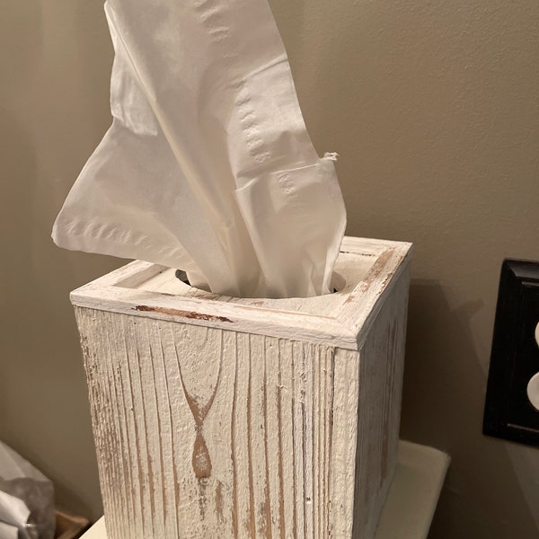 Painted Reclaimed Wood Tissue Box Cover - Rustic Barn Style Wood Facial ...