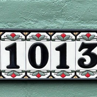House Numbers Address Tiles Framed Set Custom Address Tiles Sign Hand ...