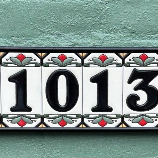 House Numbers Address Tiles Framed Set Custom Address Tiles Sign Hand ...