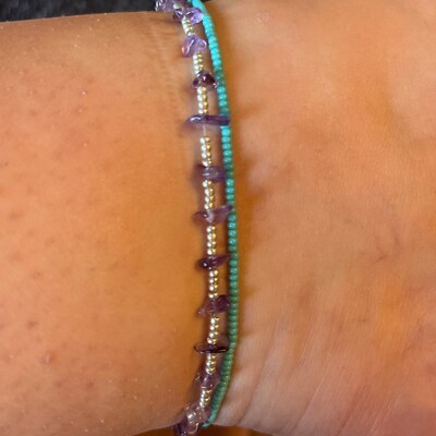 Light Blue Beaded Anklet Set Beach Anklet Boho Anklet - Etsy