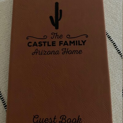 Personalized Leather Lodge Guest Book, Engraved Lined Journal ...