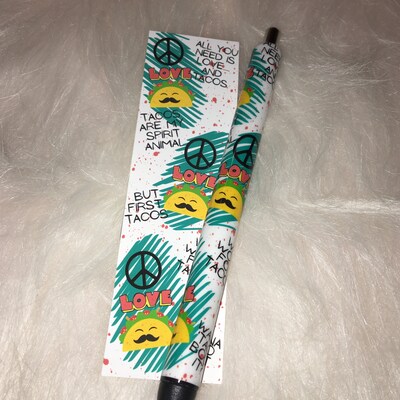 Taco Pen Wrap, Taco Tuesday Pen Wrap, Glitter Pen Wraps, Foodie Pen ...