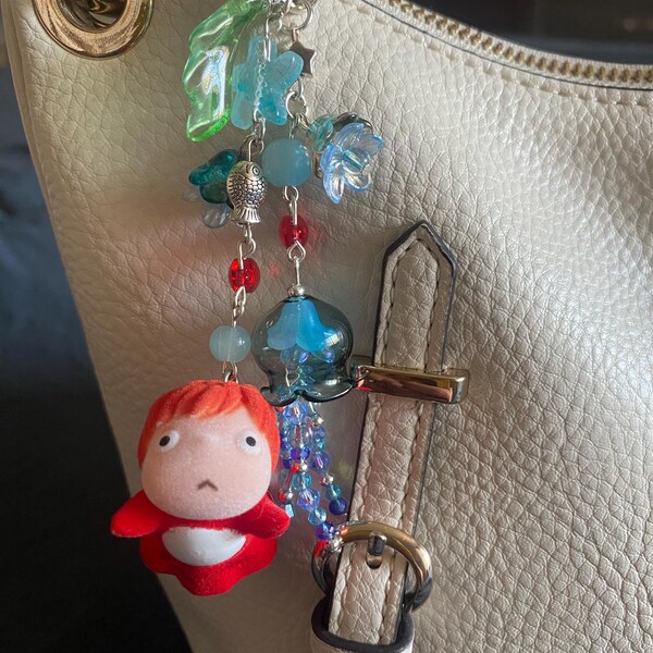 Ponyo Keychain With Flocked Ponyo Charm - Etsy