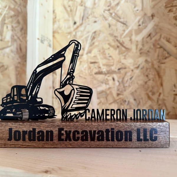 Custom Excavator Desk Name Plate Wedge, Personalized Nameplate Office ...