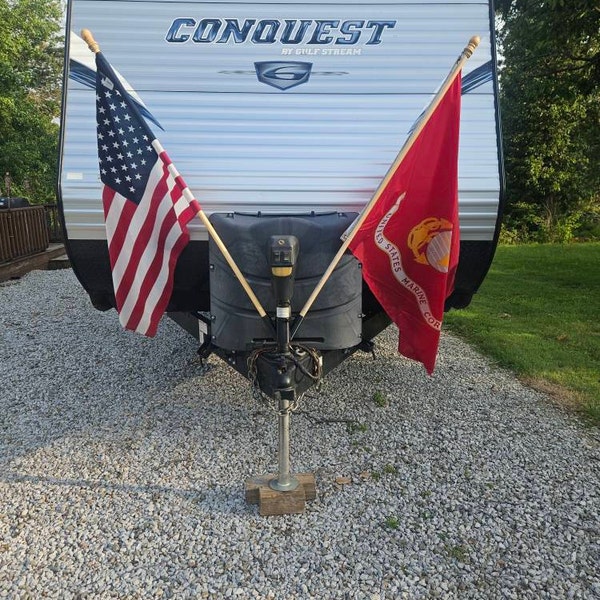 Camper Triple Flag Pole Mount - RV Flag Holder - Freedom Jack - Etsy