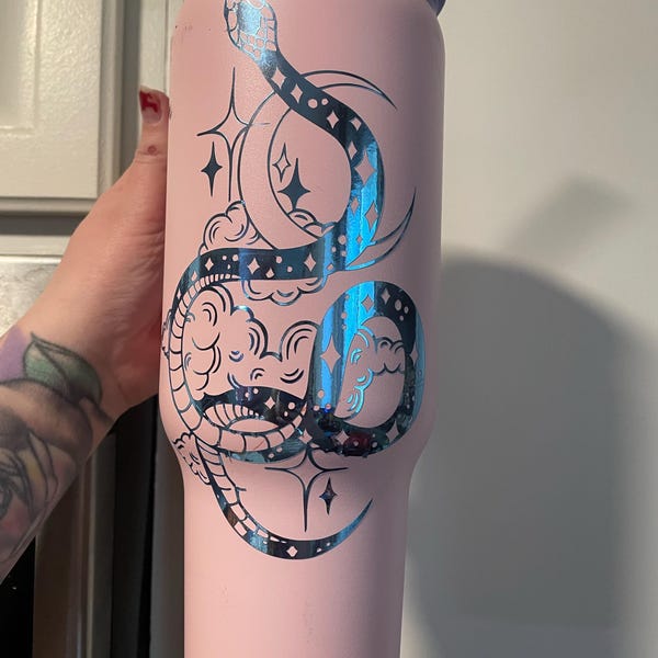 Snake Moon and Stars in the Clouds American Traditional Tattoo Decal ...