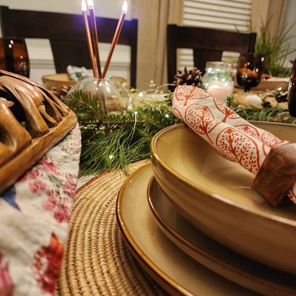 Assorted Napkins 50 Pack of Handblock Printed Napkin Set Cotton ...