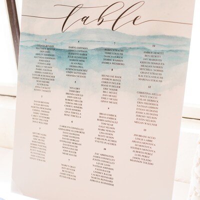 BEACH Wedding Seating Chart Template, Printable, Alphabetical Order ...