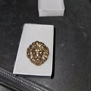 Lion Head Pin Leo Birthday Gift Zodiac LARGE Lion's Mane Men's Brooch ...