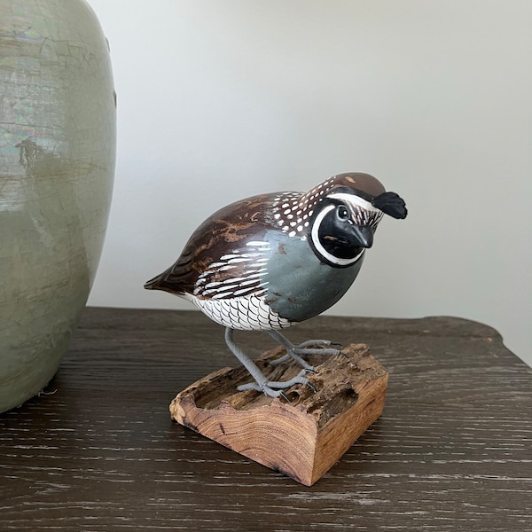 Hand Carved Wooden Mini California Quail – 2.75