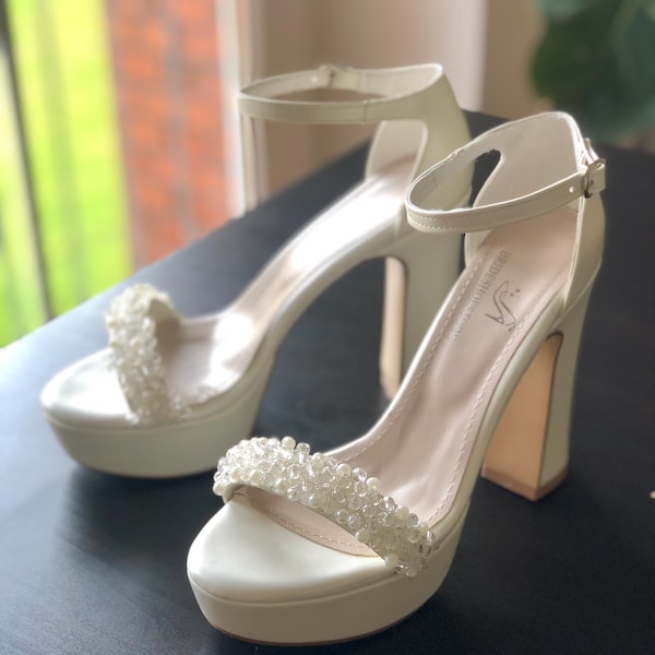 Handmade Satin Bridal Platform Heels: Elegant Wedding Shoes (sizes 33 ...