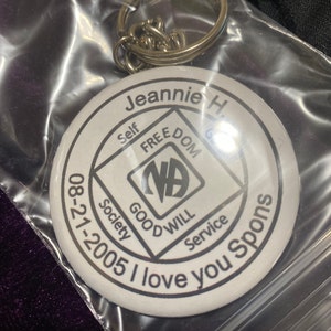 Personalized NA Keychain Recovery Themed Button-style Keychains ...