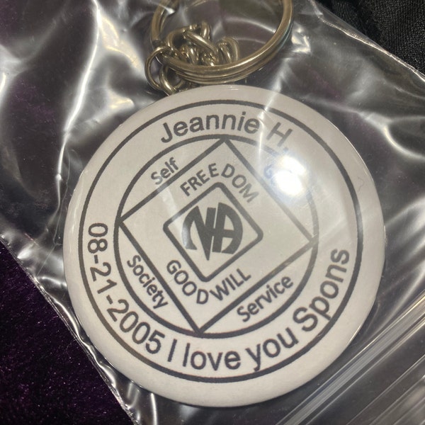 Personalized NA Keychain - Recovery Themed Button-style Keychains ...
