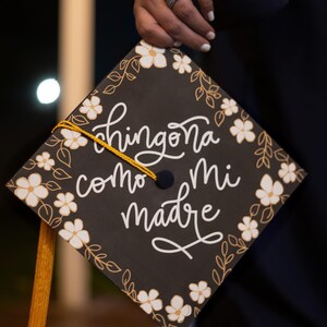 Custom Quote Boho Floral Graduation Cap Topper, Digitally Painted and ...