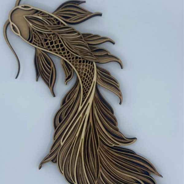 Multilayer Koi Fish Laser Cut Asia Koi Layered SVG Koi Paper Cut Fish ...