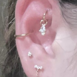 Dainty Emerald Hoop Charm, Sterling Silver, 18k Gold Plated Rook Hoop ...