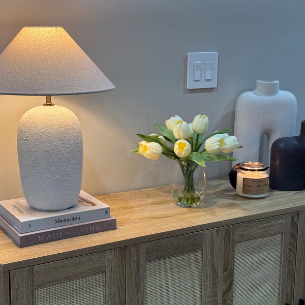 White Linen Textured Conical Lampshade Large Lamp Shade Nordic Boho ...