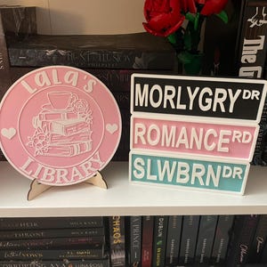 Library Street Sign Bookshelf Sign Personalized Laser Engraved Bookish ...