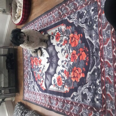 Art Deco House Fly Rug, Bug and Flowers Vintage Rug, Floral Persian Rug ...