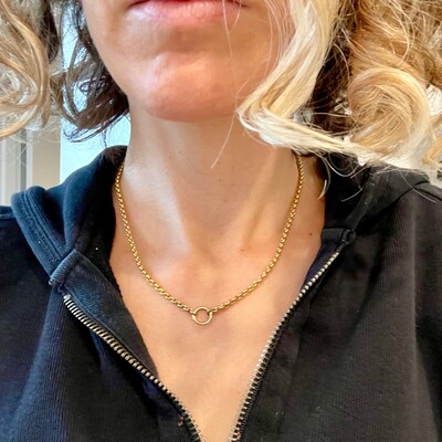 Mixed Link Chain Necklace 14K Gold Elongated Oval Link Chain 14K Chunky ...