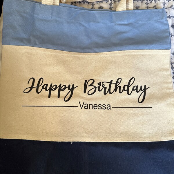 Custom Happy Birthday Tote Bag, Custom Birthday Party Bag, Happy ...
