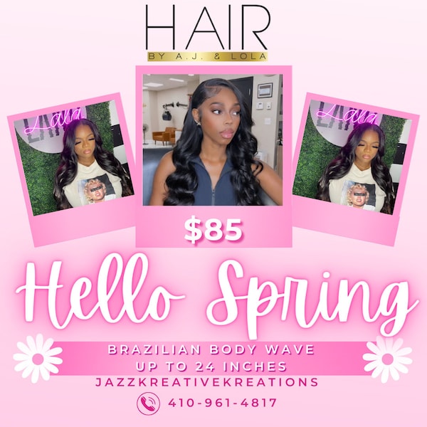 Hello Spring Hair Special Flyer, DIY Editable Canva Template, Spring ...
