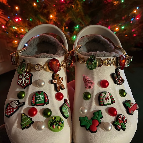 Crocs Chain Charm With Red and Green Luxury Crystal With Rhinestone ...