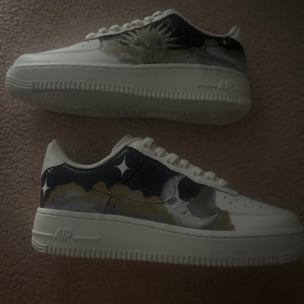Sun Moon Air Force 1 Custom Painted Shoes Spiritual Painted Sneakers - Etsy
