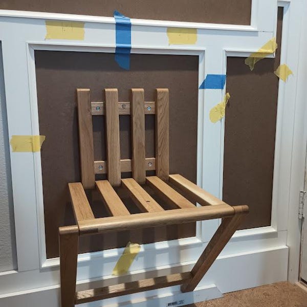 Folding Wall Mounted Chair, Solid Oak Space Saving Seat, Small Entryway ...