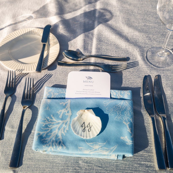 Seashells Ornament Handwritten Wedding Personalized Table Name Plates ...