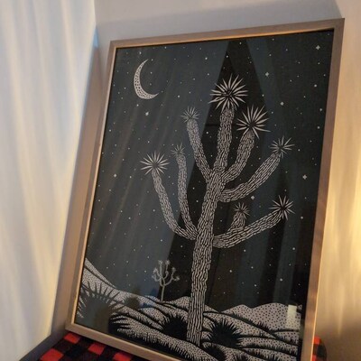 Joshua Tree Block Print Poster, Western Decor, Southwestern Design ...