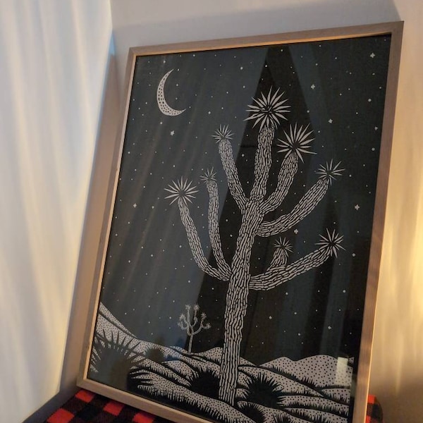 Joshua Tree Block Print Poster, Western Decor, Southwestern Design ...