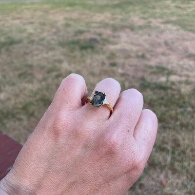 Emerald Cut Lab Created Ruby Engagement Ring for Women, Wedding Ring ...