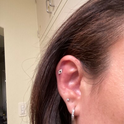 Cz Pave Evil Eye Daith Earring Threadless Pushback Mini - Etsy